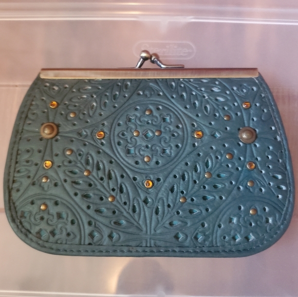 Rolfs | Bags | Vintage Rolf Wallet In Green Pierced Leather | Poshmark